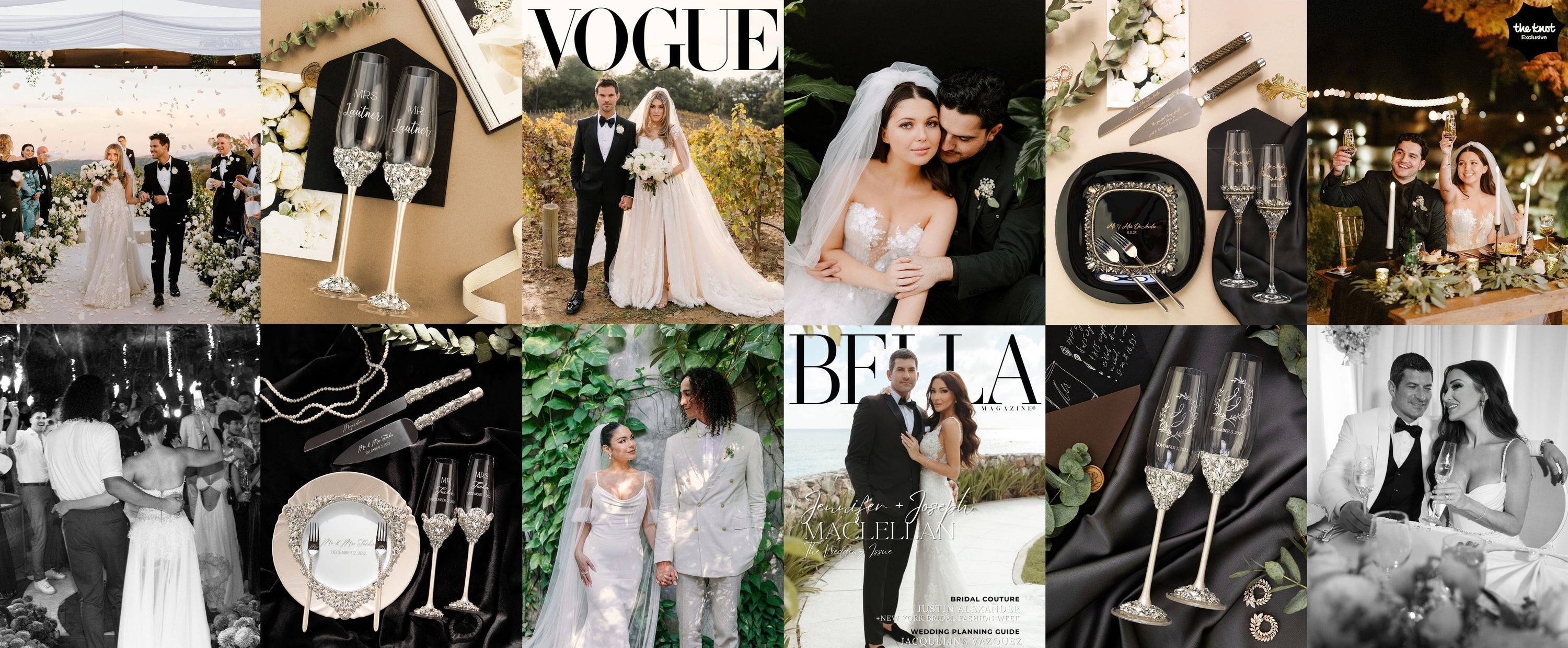 ELENA HONCH PERSONALIZED WEDDING FLUTES.UNIQUE WEDDING GIFT FOR COUPLE