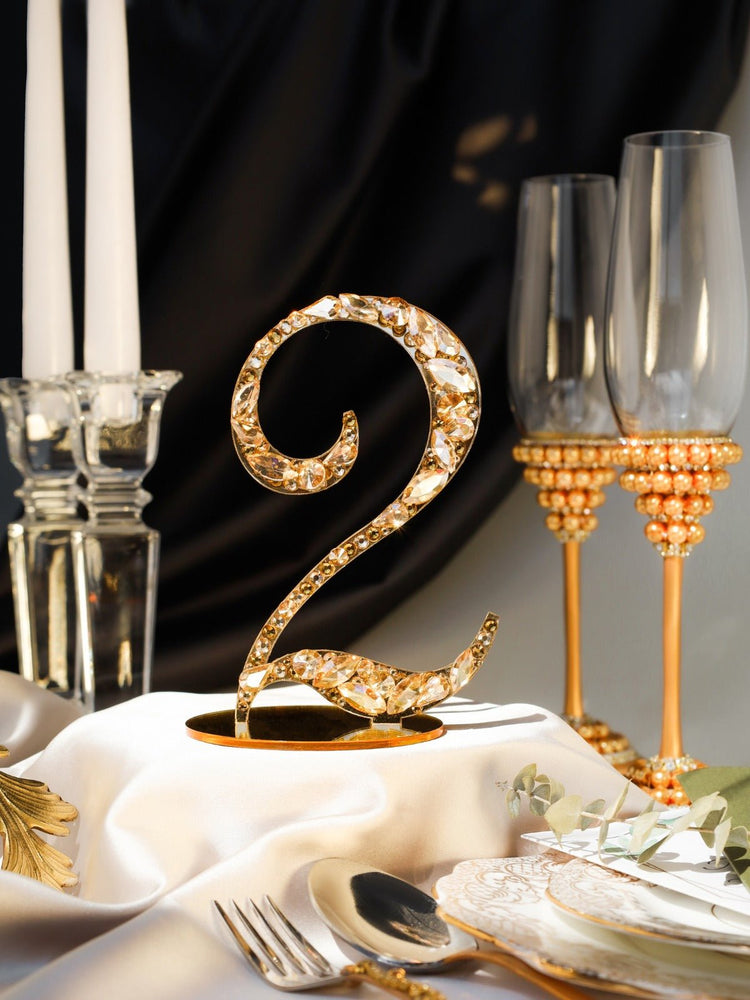 Table Numbers Gold and Silver. Bride&Groom Table. Wedding Decor ...