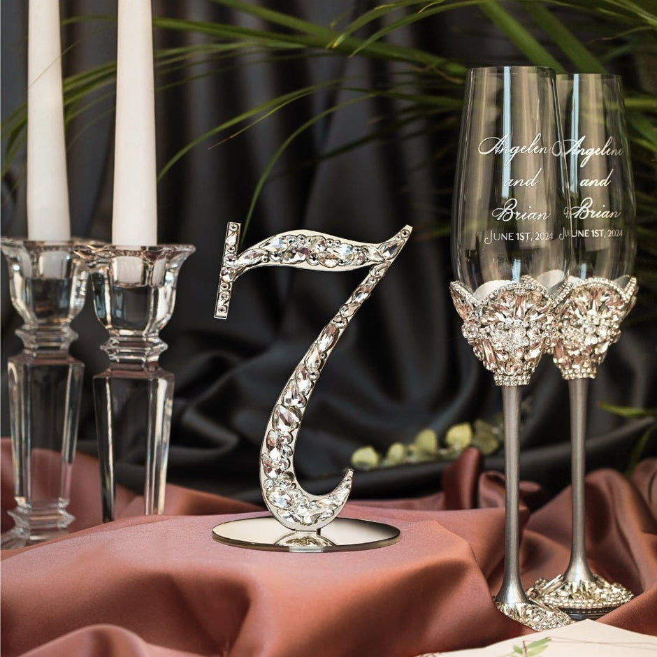 Table Numbers Gold and Silver. Bride&Groom Table. Wedding Decor ...